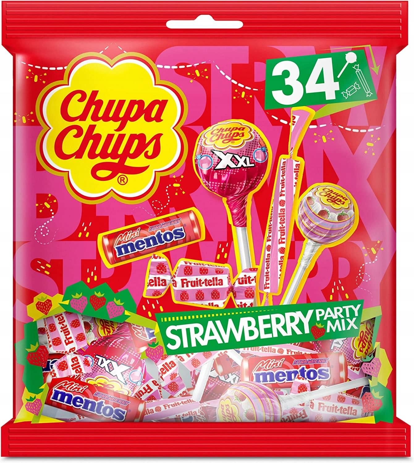 Chupa Chups Party Mix Lizaki Truskawkowe 400g - Ceny i opinie - Ceneo.pl