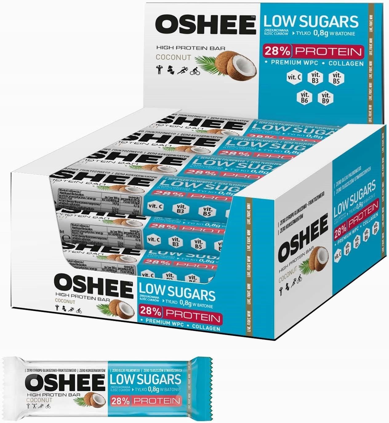 Oshee Baton Protein Kokosowy 16x45g - Ceny i opinie - Ceneo.pl