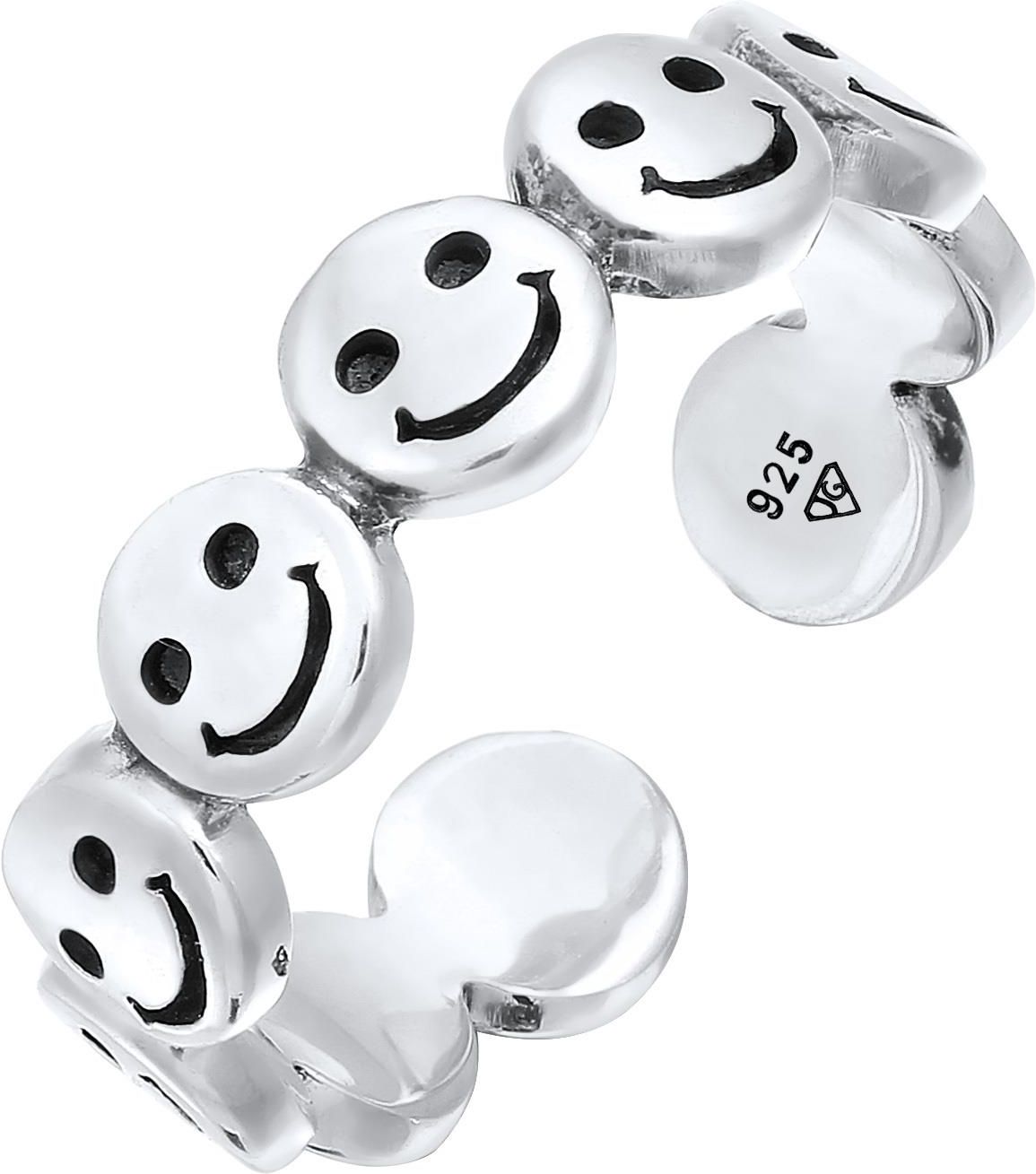 Elli Pierścień Damska obrączka Smiley Open wykonana ze srebra próby 925 Sterling Silver ...