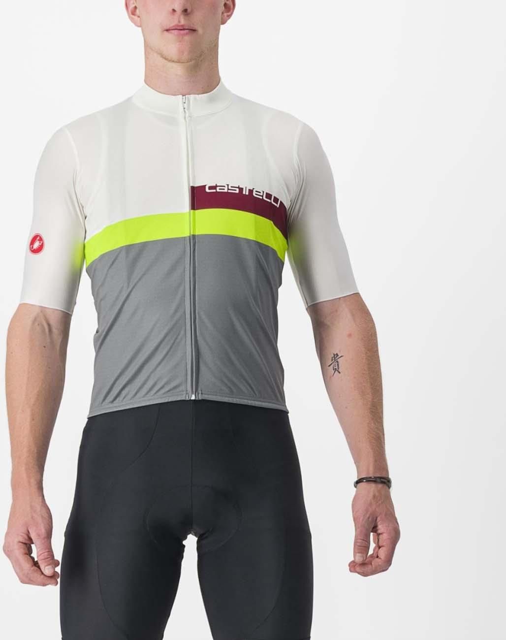 Castelli Koszulka Kolarska Z Krótkim Rękawem A Blocco Ivory Szary ...