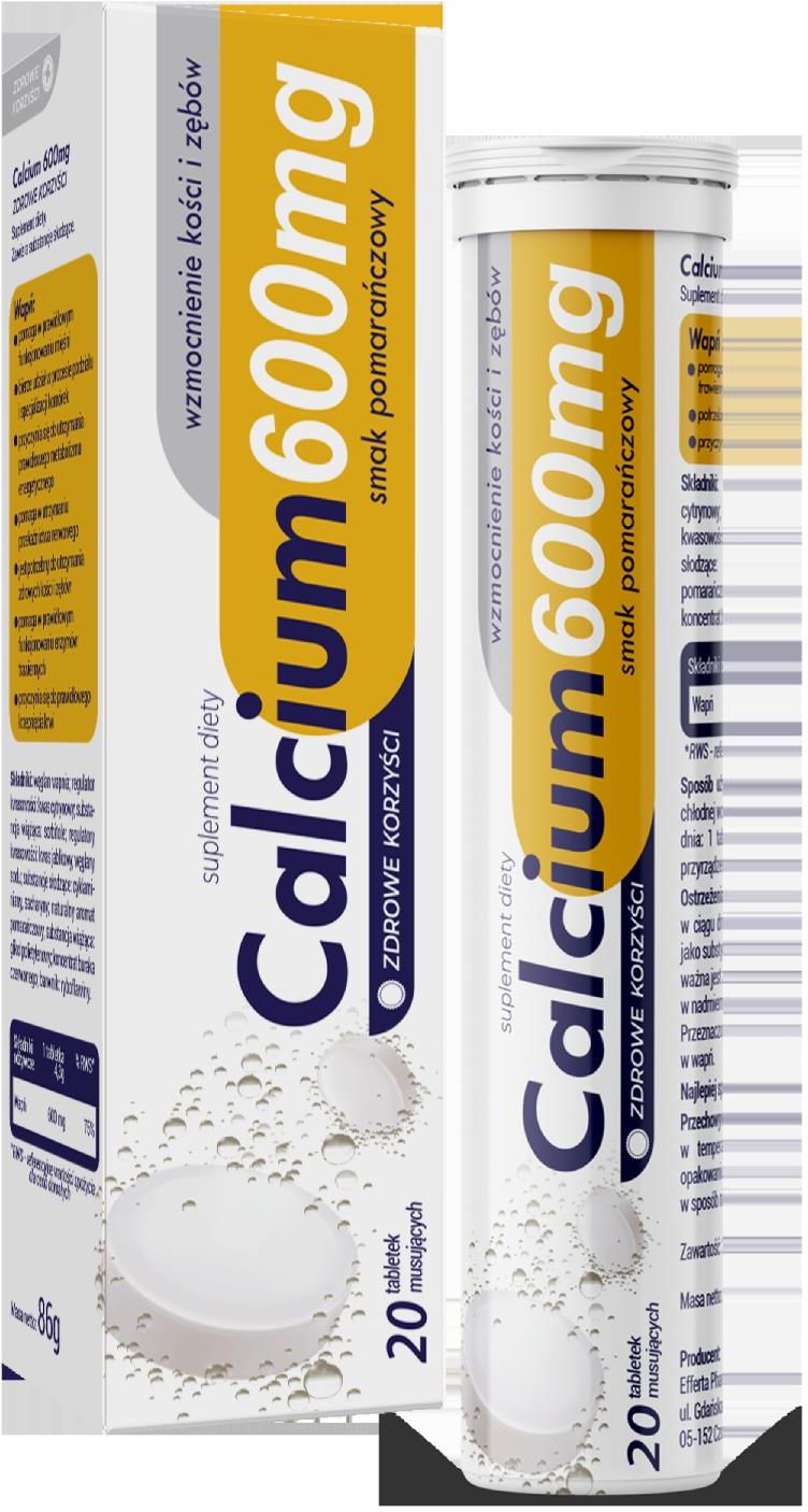 Preparat medycyny naturalnej Zdrowe Korzyści Calcium 600mg 20 tabl ...