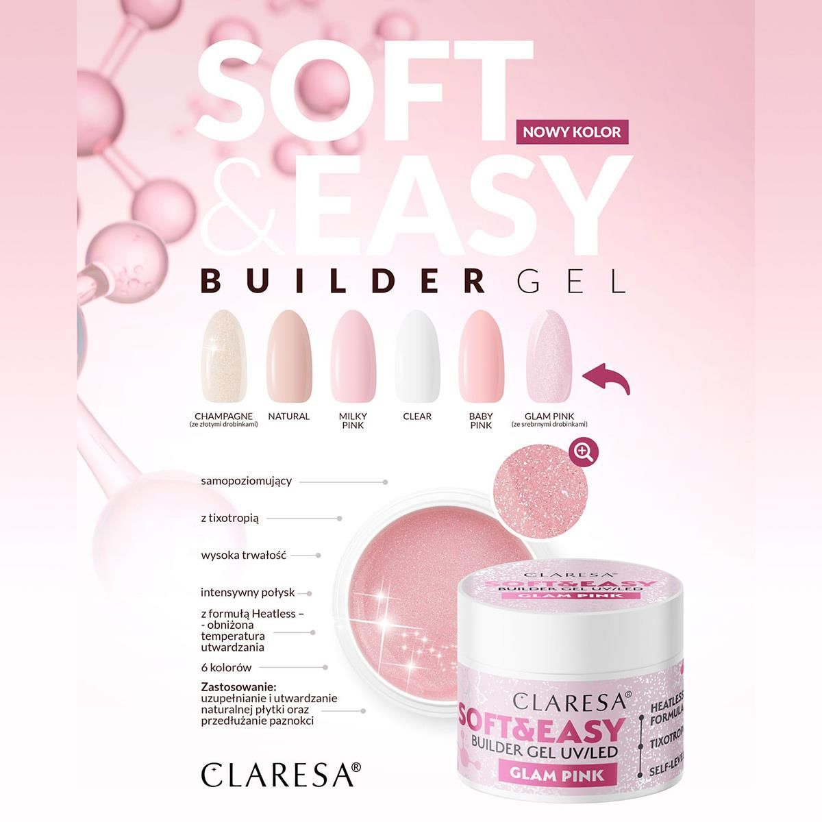 Claresa Żel Budujący Soft&Easy Glam Pink 12 G - Opinie i ceny na Ceneo.pl