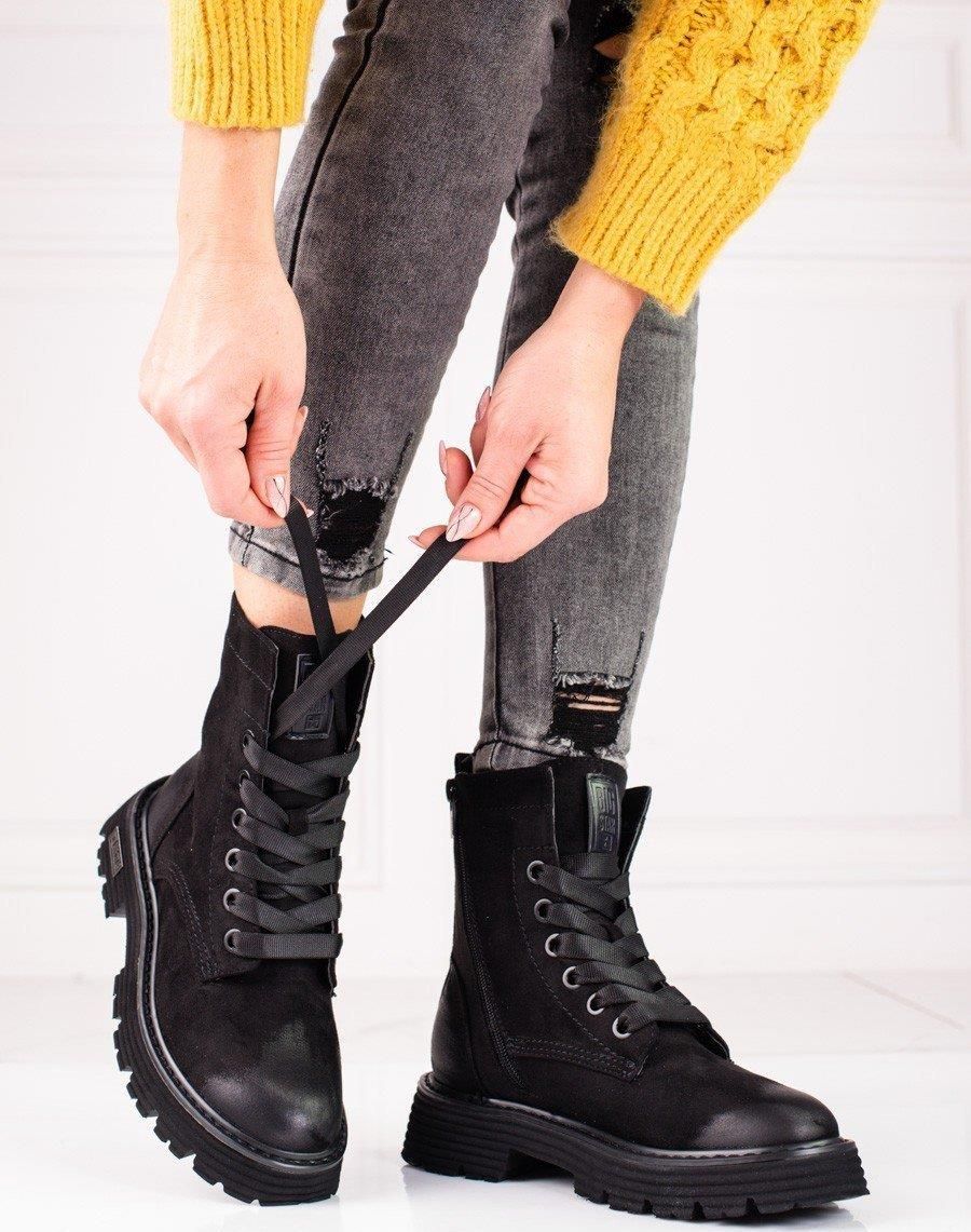 Big Star Czarne botki zamszowe BIG STAR KK274503 : Rozmiar - 37 - Ceny ...