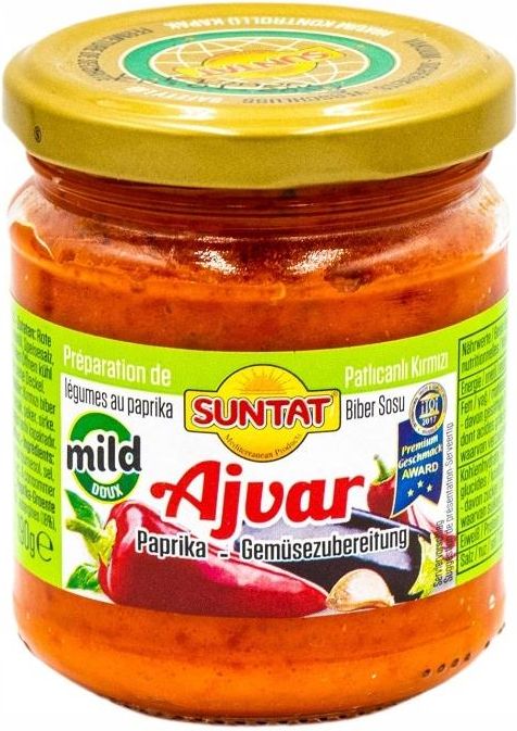 Suntat Ajvar Łagodny Pasta Papryka Bakłażan 190g - Ceny i opinie - Ceneo.pl