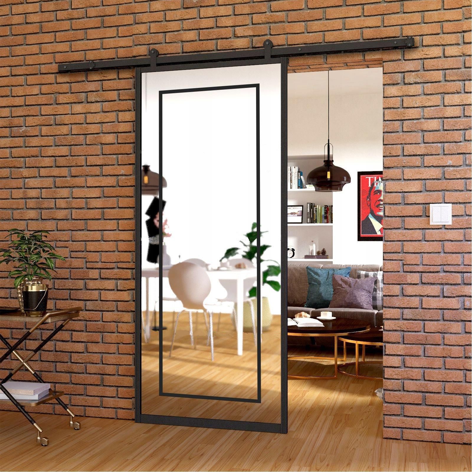 Drzwi wewnętrzne Galakor Drzwi Szklane Przesuwne 100Cm Loft Lustro 2C ...