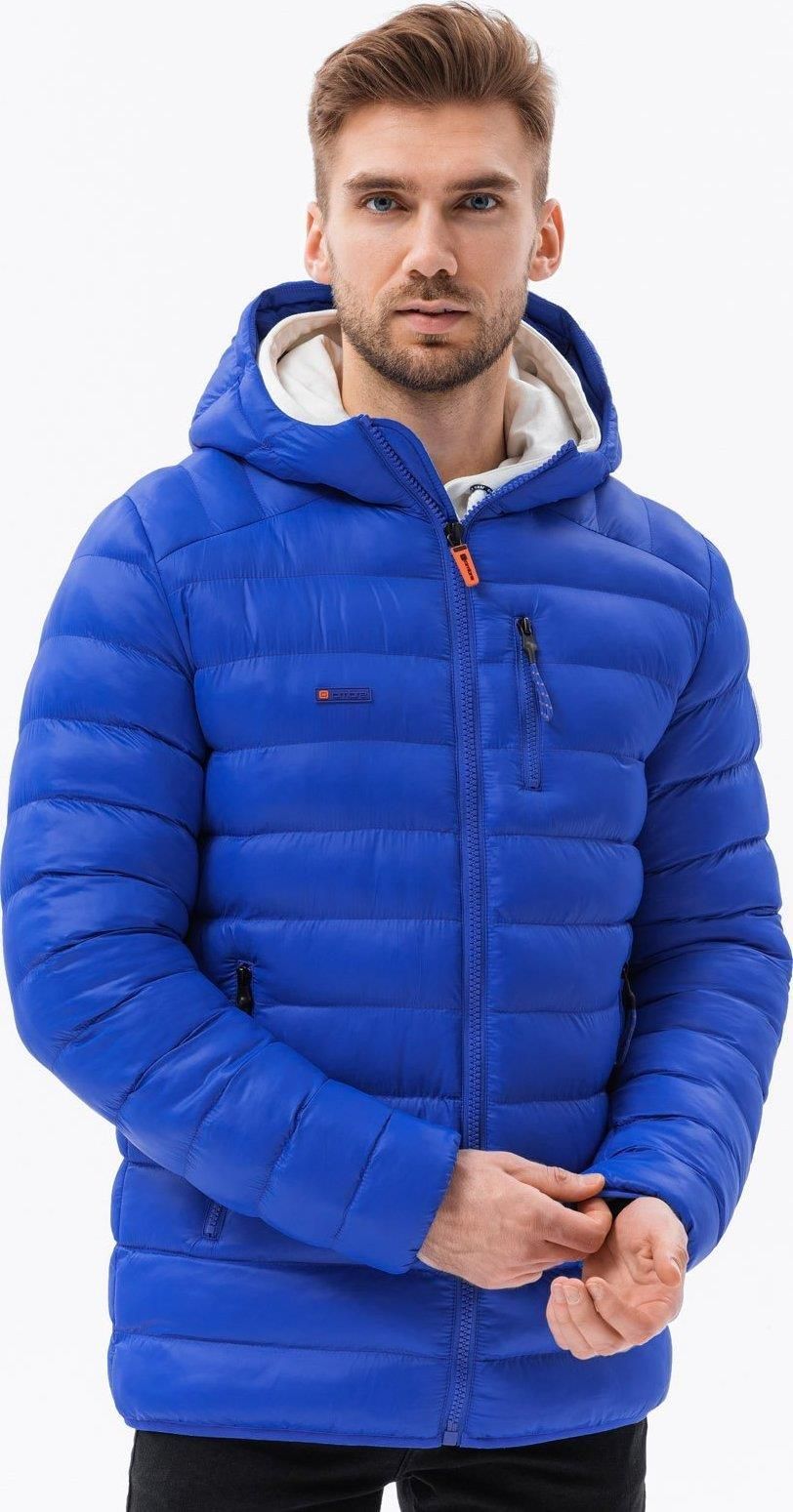 Kurtka męska Ombre Kurtka męska pikowana z kapturem - niebieska V1 C549 ...