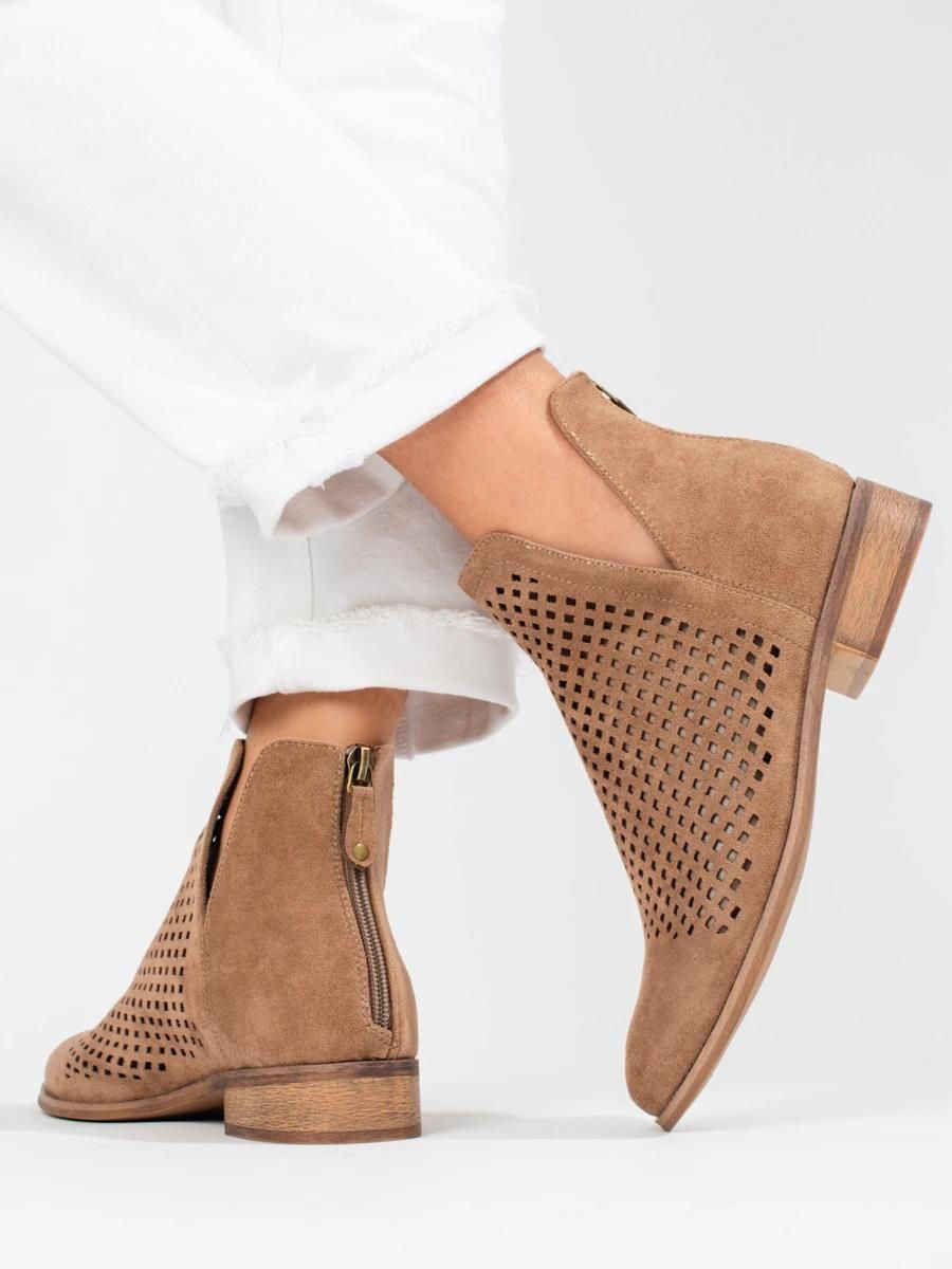 Damskie brązowe wiosenne botki ażurowe Potocki - Ceny i opinie - Ceneo.pl