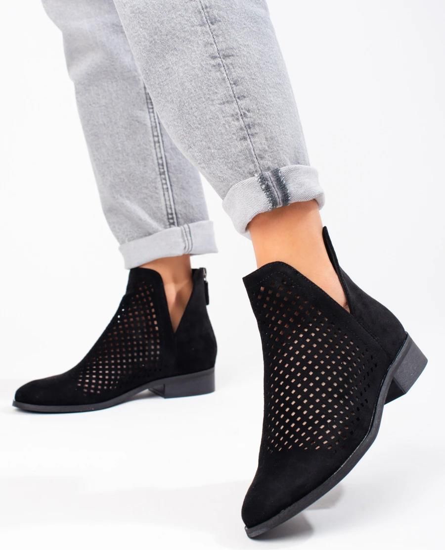 Damskie wiosenne botki ażurowe Potocki czarne zamszowe - Ceny i opinie ...