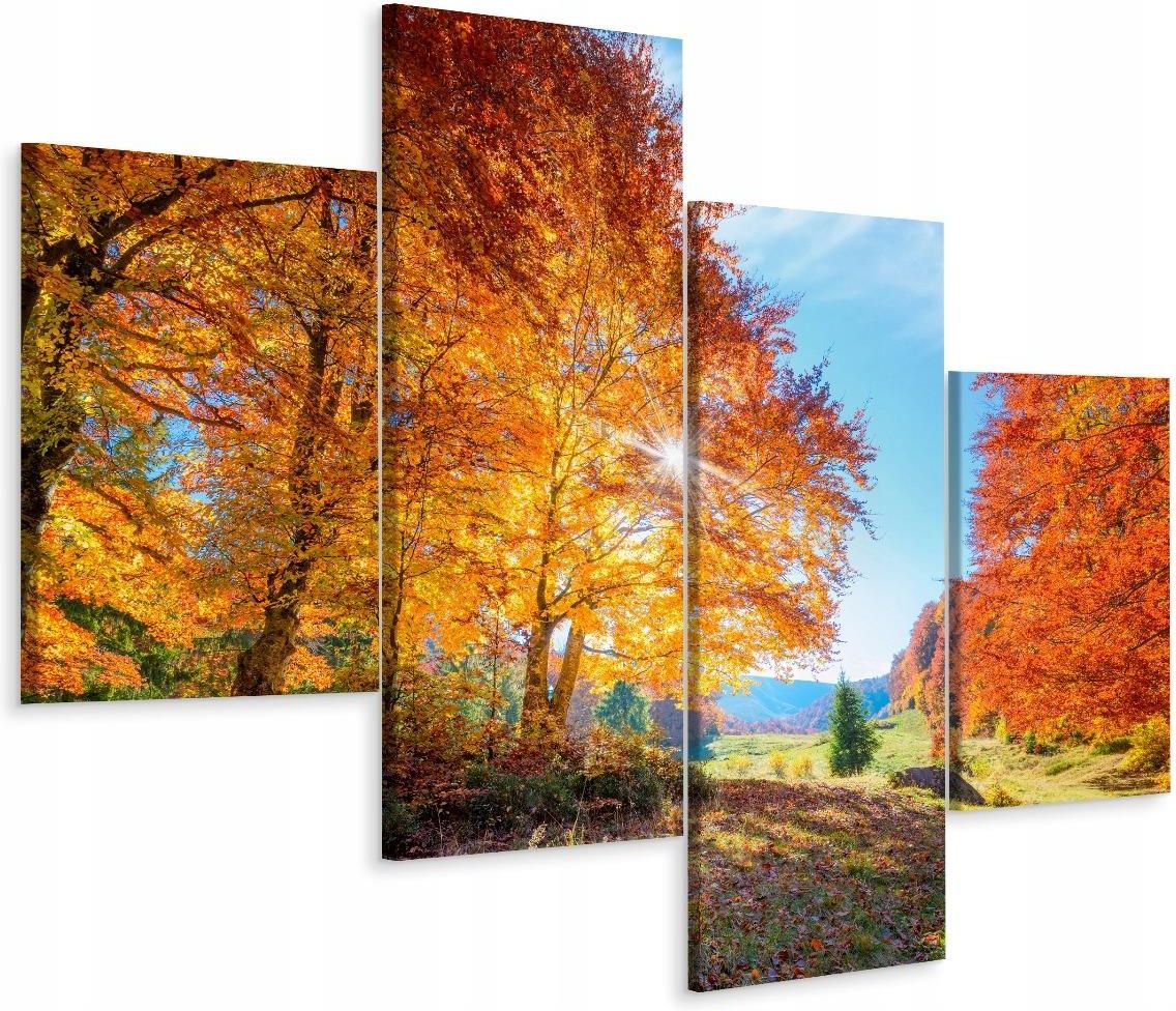 Muralo Obraz Jesienny Pejzaż 3D Liście 4 Części 80X50 - Opinie i ...