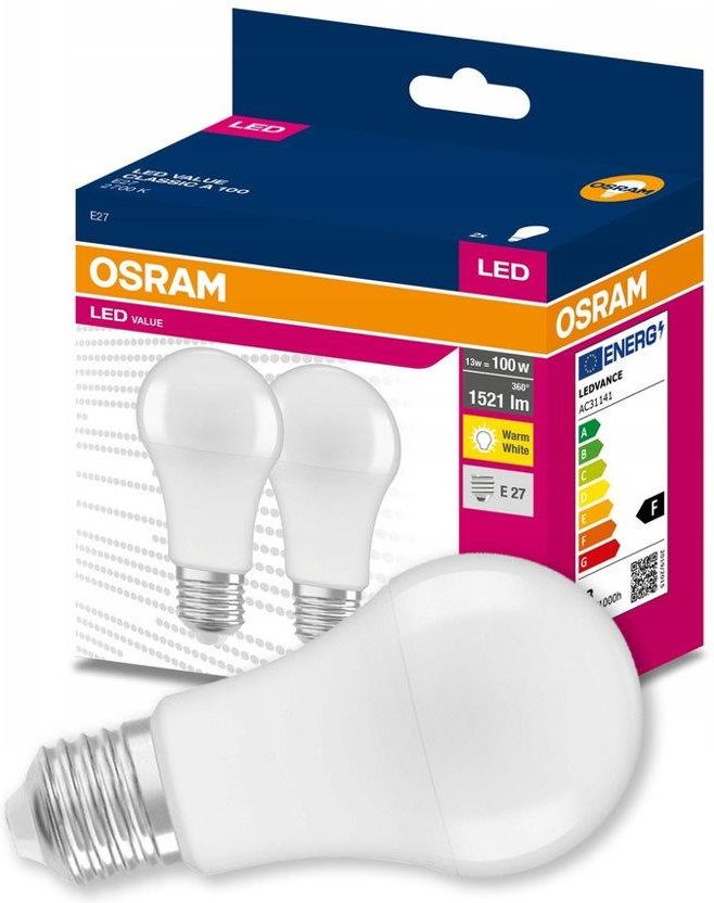 Osram Zestaw 2X Żarówka Led A60 E27 13W =100W 2700K Ciepła Ww 1521Lm - Opinie i atrakcyjne ceny ...