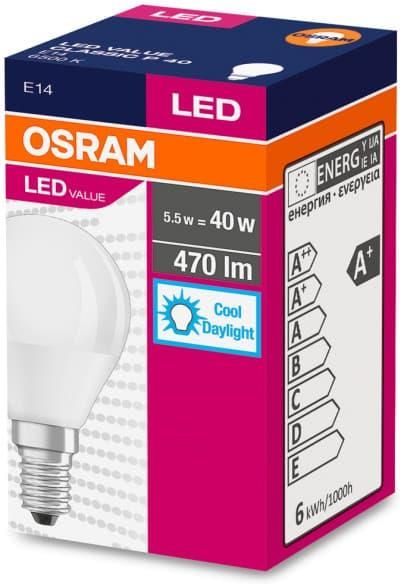 Ledvance (Osram) Żarówka LED E14 4,9W/865 E14 VALUE CL P FR 40 non-dim 4,9W/865 (4058075127630 ...