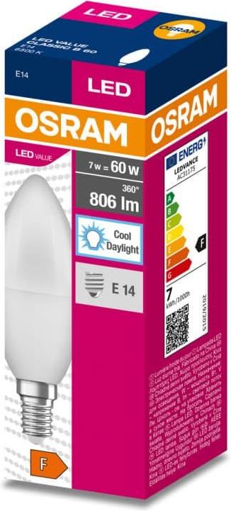 Ledvance (Osram) Żarówka LED E14 7W/865 E14 VALUE CL B FR 60 non-dim 7W/865 (4058075311909 ...