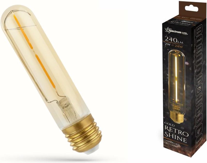 Spectrum Led Żarówka Led Edison 2W E27 długa tuba Filament loft (WOJ+ ...