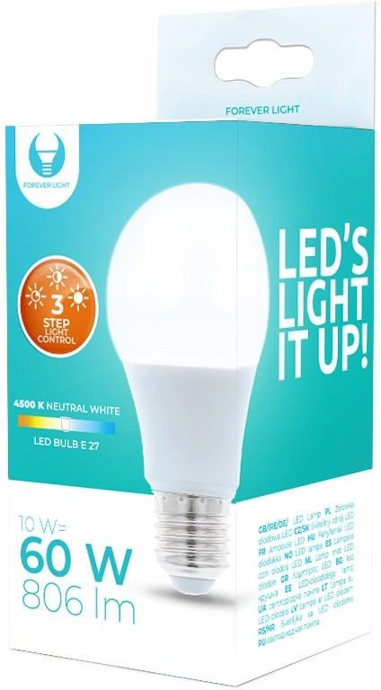 Forever Light Żarówka LED E27 A60 10W 230V 4500K 806lm 3stopniow ...