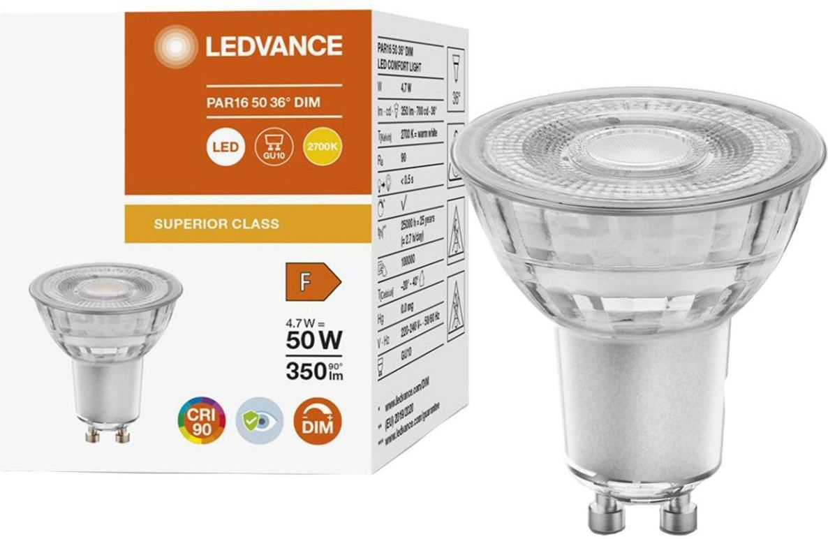 Ledvance Żarówka Led Gu10 4 7w 50w 350lm 2700k Ciepła 36° Cri90