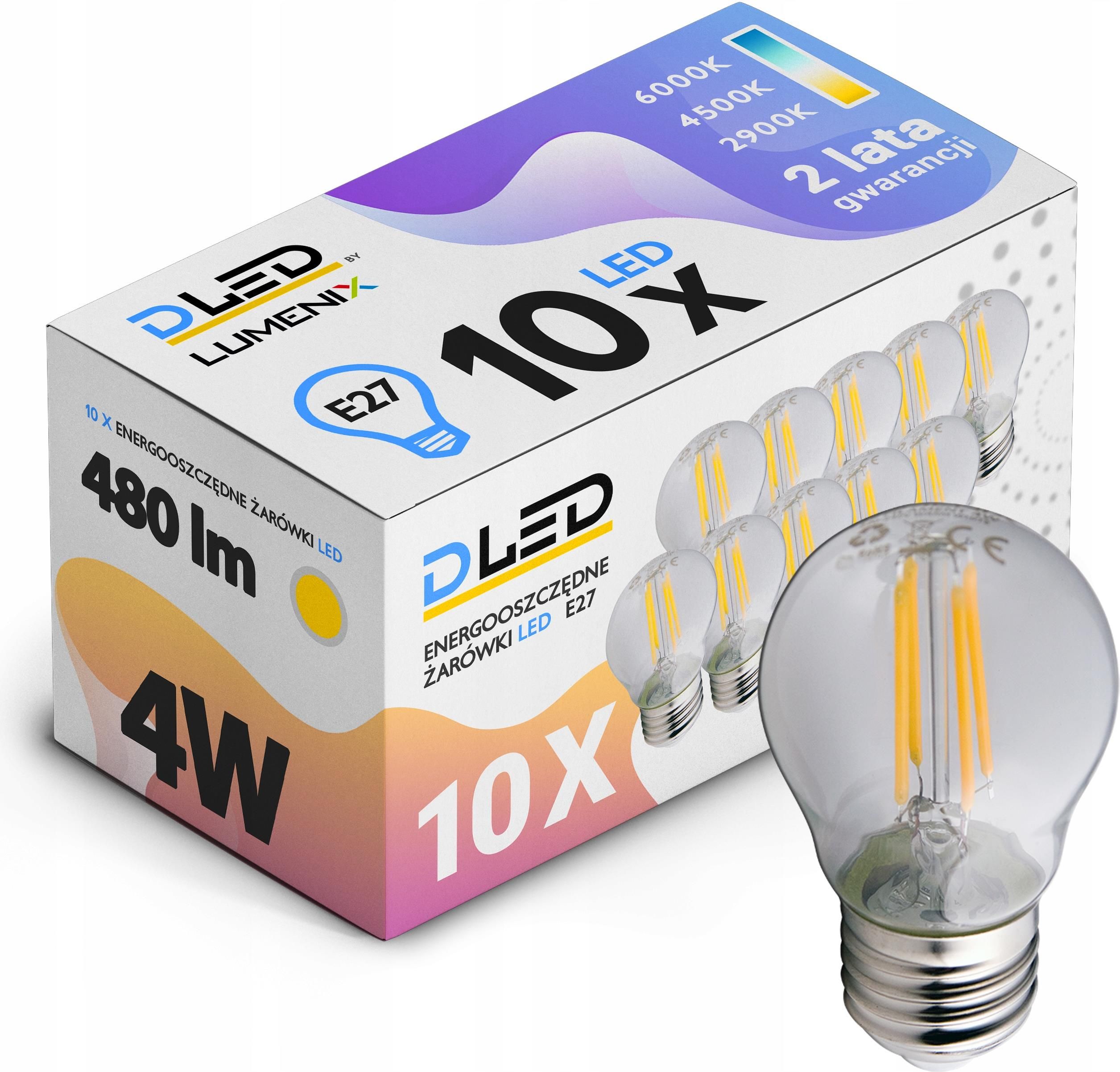 10x Żarówka E27 Led Filament 4W Ciepła 45mm Edison (3829_10) - Opinie i ...