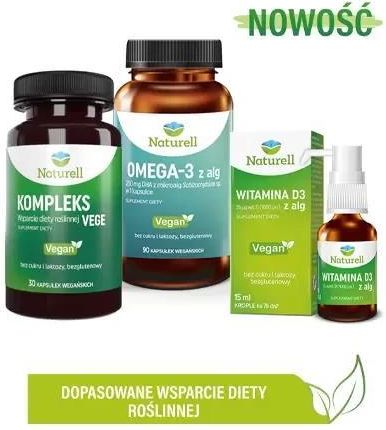 Naturell Kompleks Vege 30kaps. + Omega-3 Z Alg 90kaps. + Witamina D3 Krople 15ml - Opinie i ceny ...
