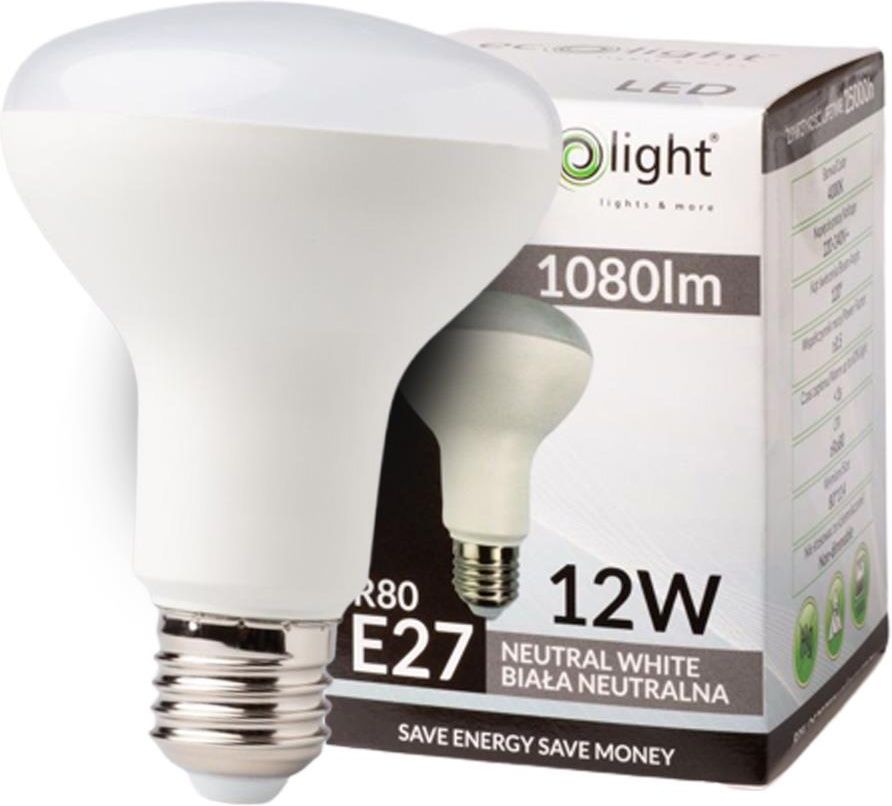 Żarówka Led R80 E27 12W 4000K Neutralna Ecolight (ŻARÓWKALEDR80E2712W) - Opinie i atrakcyjne ...
