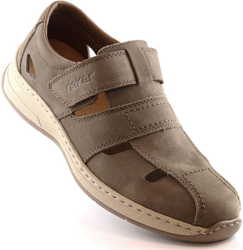 Skórzane półbuty męskie letnie jasno brązowe Rieker 14369-25 - Ceny i ...