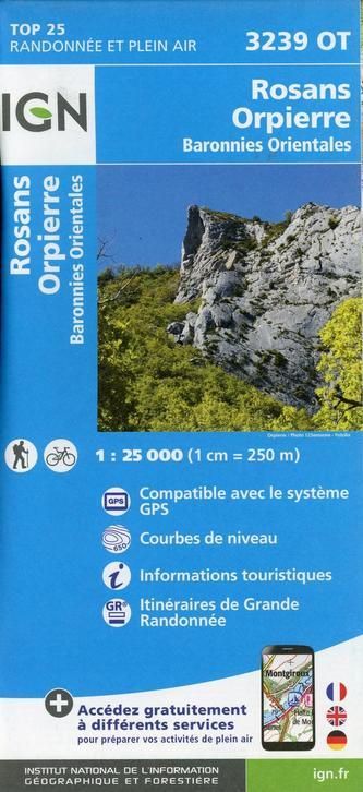 IGN Karte, Carte de randonnée (et plein air) Rosans Orpierre Baronnies ...