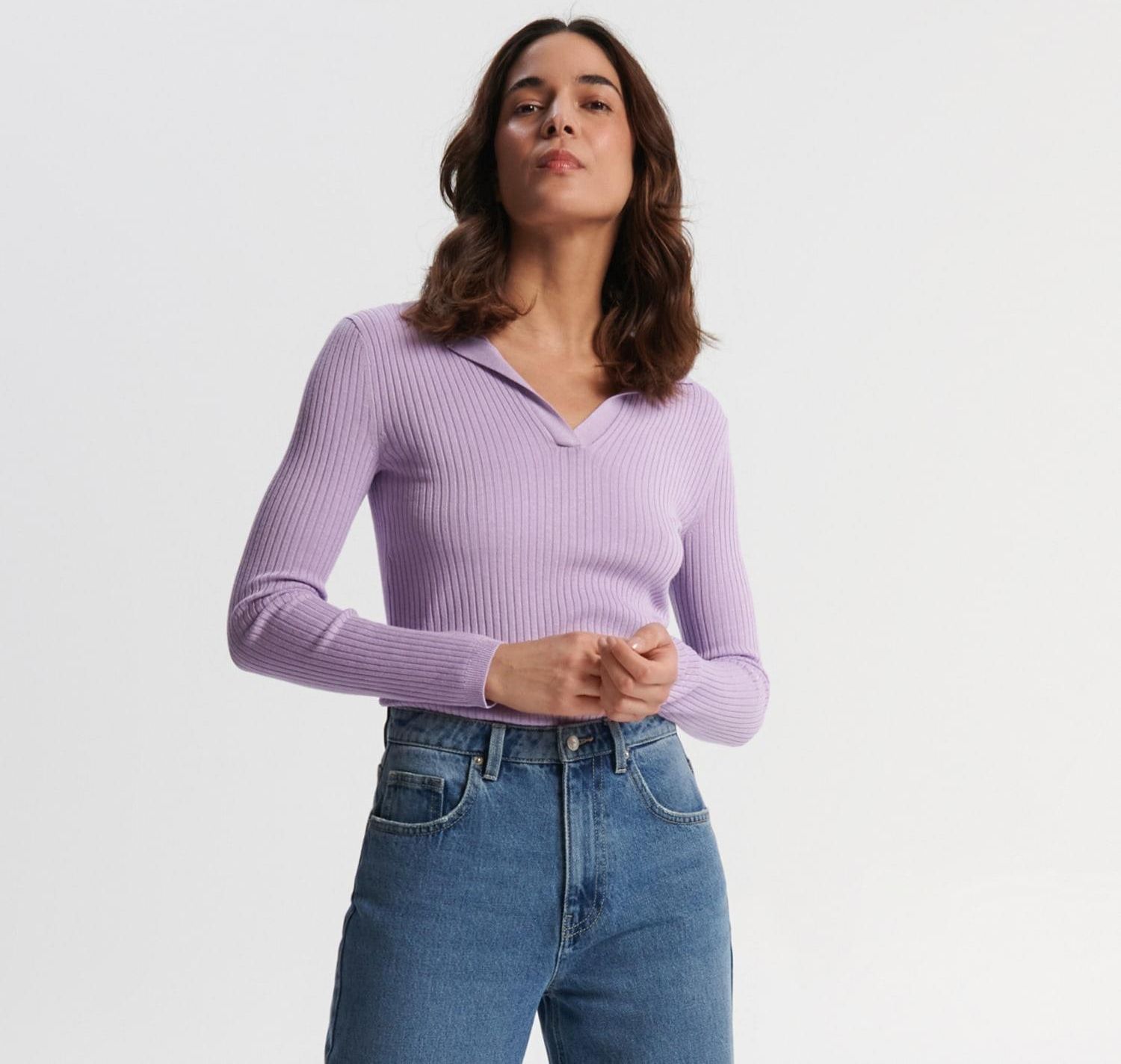 Sinsay - Sweter w prążki - Fioletowy - Ceny i opinie - Ceneo.pl