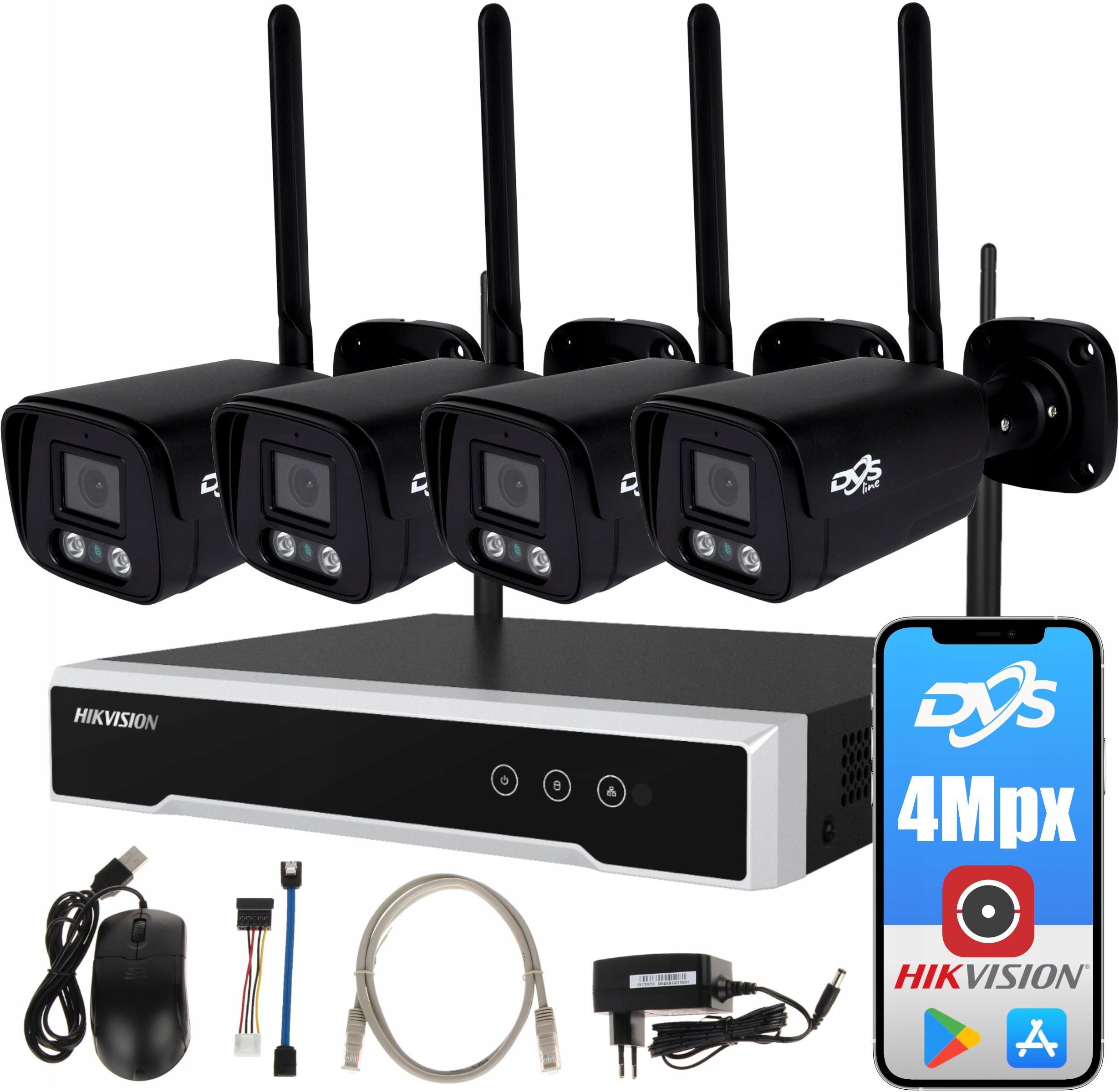 Zestaw do monitoringu Dvs Zestaw Monitoring Wifi 4 Czarne Kamer 4Mpx ...