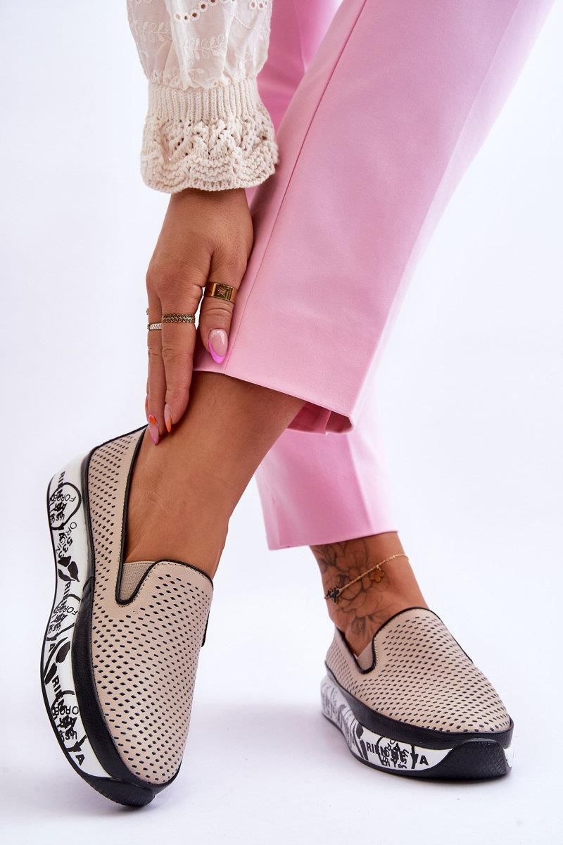 Damskie Ażurowe Skórzane Tenisówki Slip-On Beżowe Sorito rozmiar: 41 - Ceny i opinie - Ceneo.pl