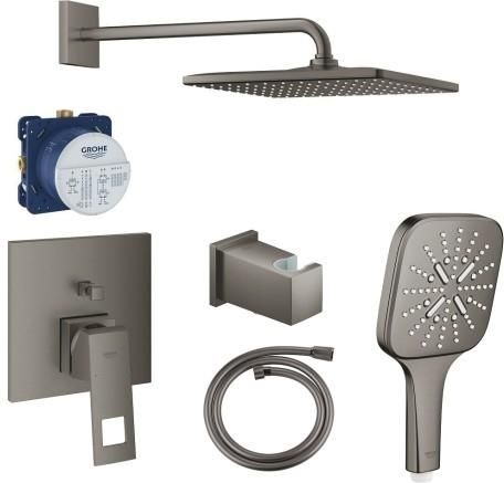 Zestaw prysznicowy GROHE EUROCUBE z deszczownicą RAINSHOWER 310 brushed hard graphite zestaw ...