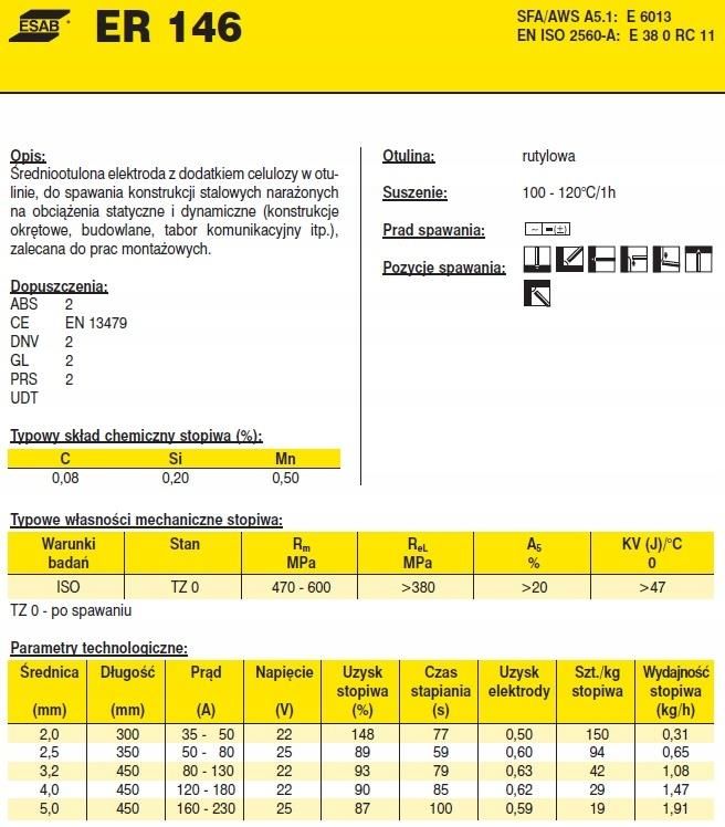 Esab Elektrody Rutylowe Er 146 Fi 3,2x450 1.0kg 4586324P00 - Opinie i ...