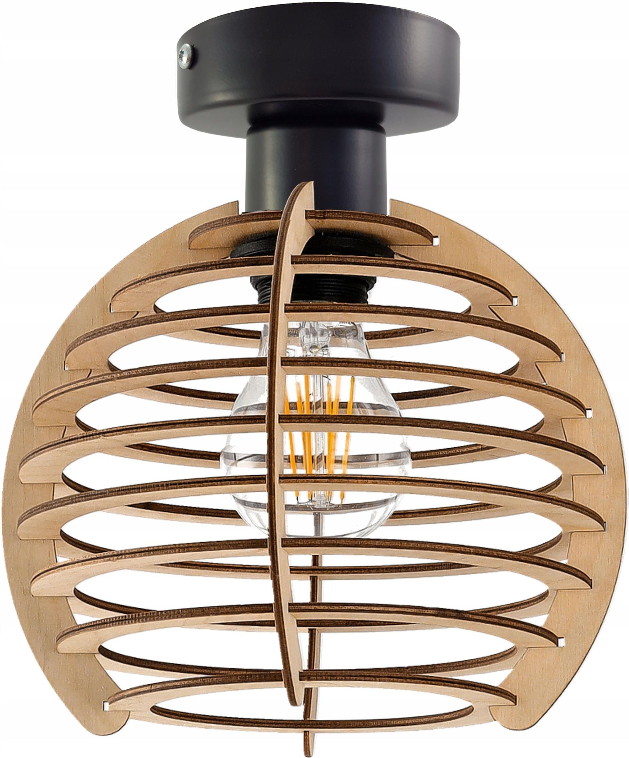 Led-One Lampa Stała Sufitowa Plafon Loft Klosz Drewno - Opinie i ...