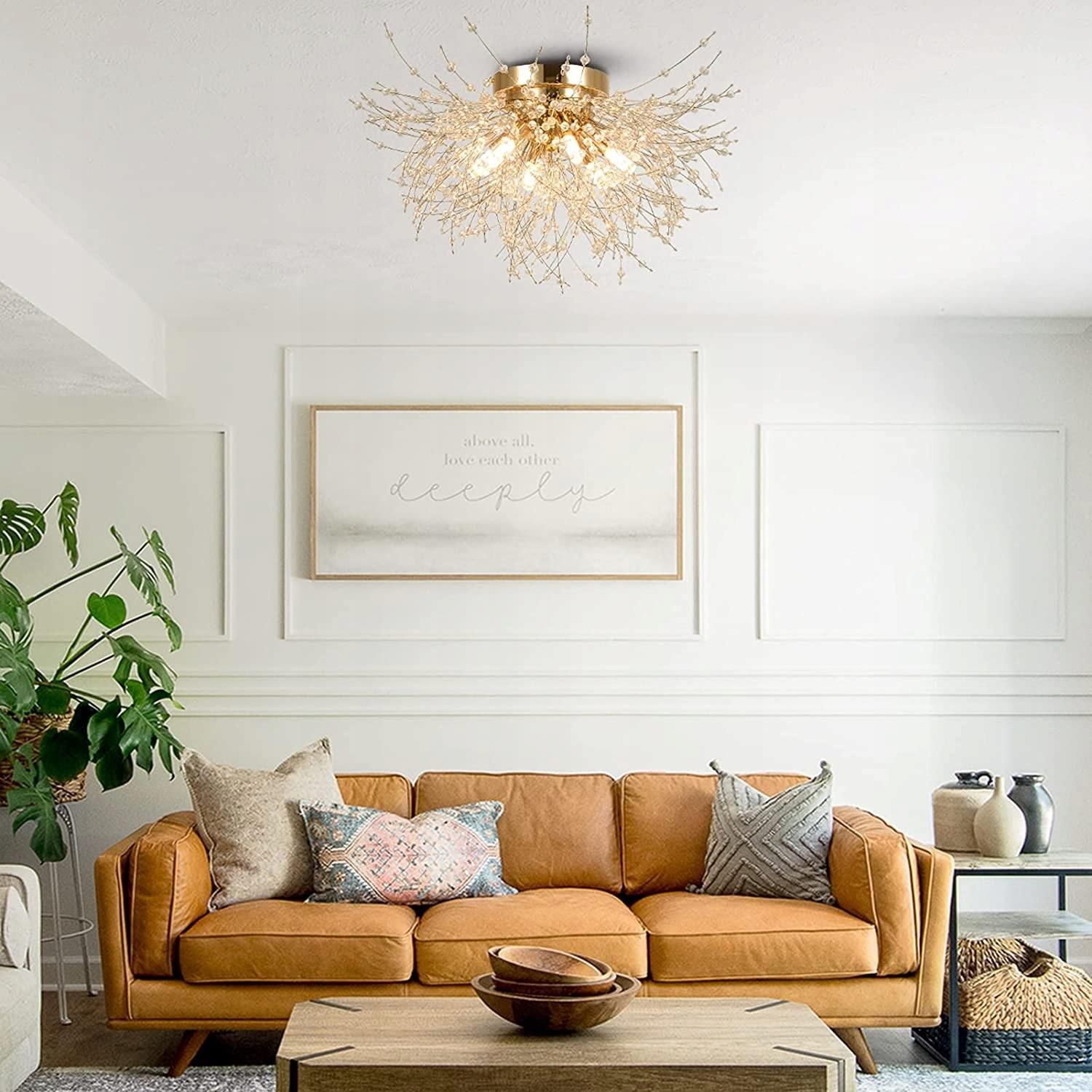 Lampa Plafon Żyrandol Kryształki Złoty Cella Ø50Cm - Opinie i ...