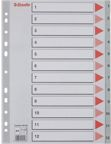 Esselte Przekładki Plastikowe Szare Pp A4 1 12 Numeryczne 100106 - Ceny ...