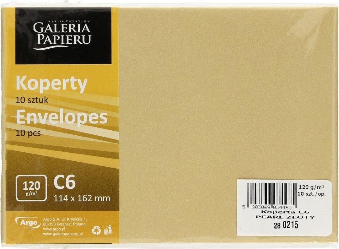 Galeria Papieru Koperta C6 Pearl Złoty 120G (10) 280215 - Ceny i opinie - Ceneo.pl