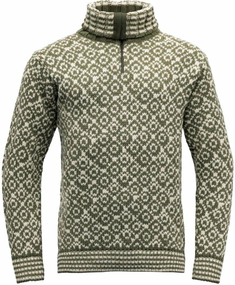 Devold Sweter Unisex Svalbard Wełniany Zapinany Na Zamek Oliwkowy Biały ...