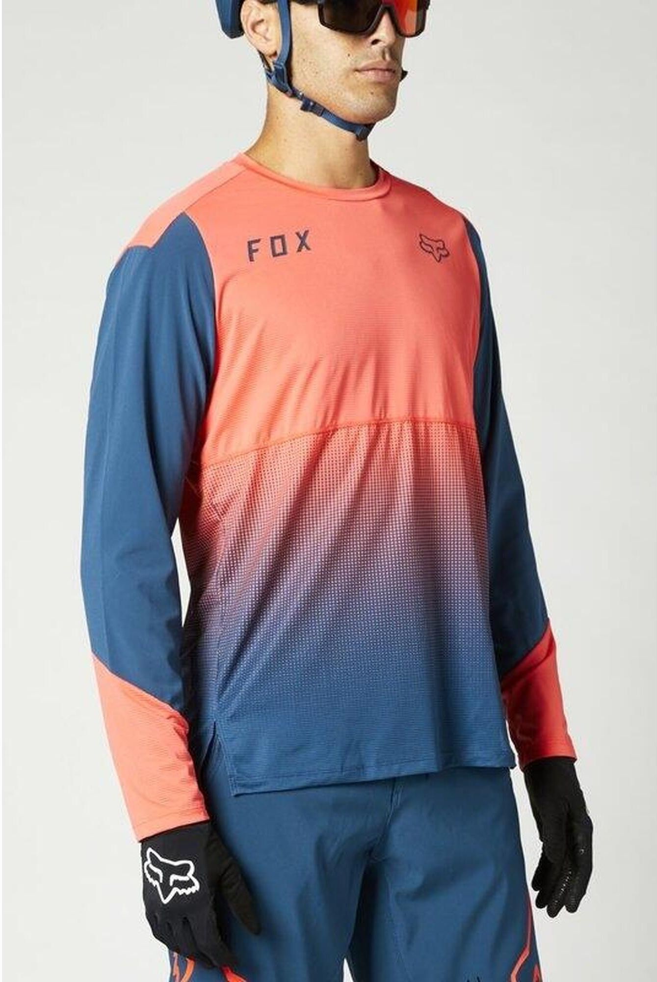 Fox Koszulka Rowerowa Mtb Męska Flexair Z Długim Rękawem Pomarańczowy ...