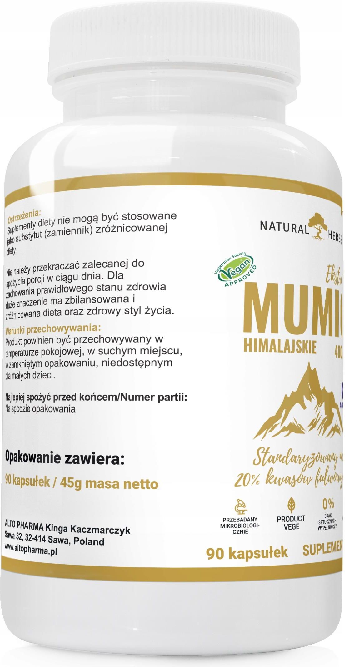 Preparat medycyny naturalnej Alto Pharma Mumio Himalajskie 400Mg 90Kaps ...