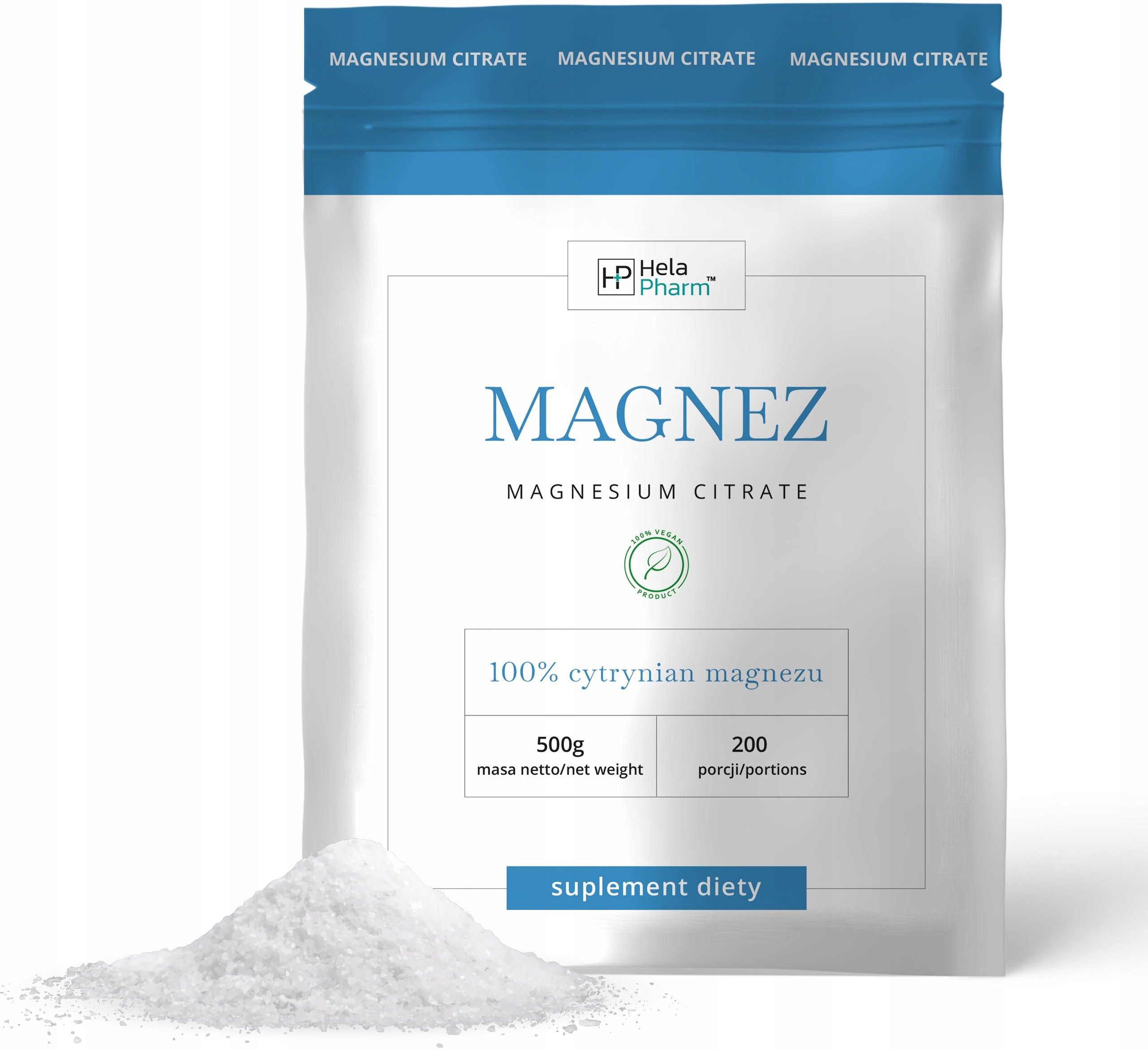Hela Pharm Magnez W Proszku 100% Cytrynian Magnezu 500g - Opinie i ceny ...
