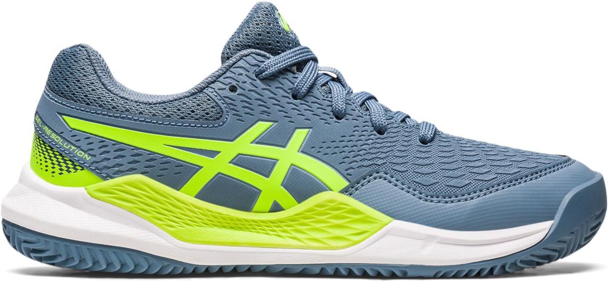 Asics Gel Resolution 9 Gs Clay Steel Blue Hazard Green 1044A068400 ...