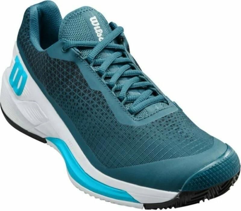 Wilson Rush Pro 4.0 Clay Mens Tennis Shoe White/Blue Coral/Blue Atoll ...