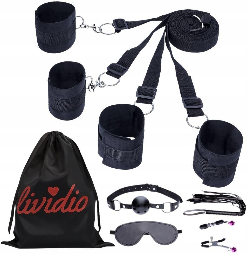 Zestaw Bdsm Uprząż Pasy Kajdanki Akcesoria Knebel (ZESTAWBDSMLIVIDIOUPRZĄŻPASYDOŁÓŻKA) - Ceneo.pl