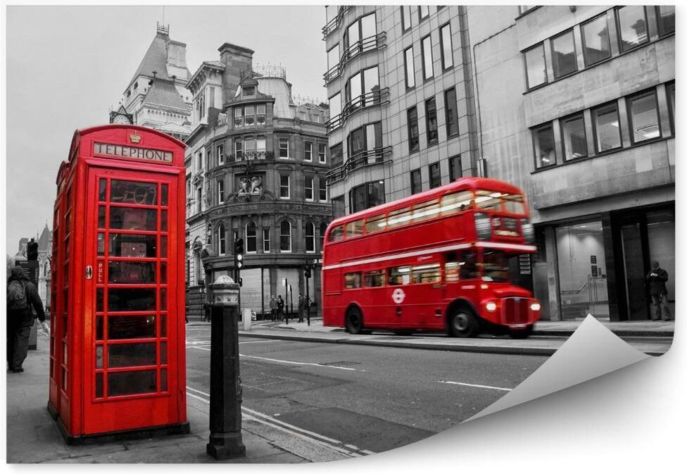 Fototapety.pl Czerwona Budka Telefoniczna I Autobus W Londynie (Wielka ...