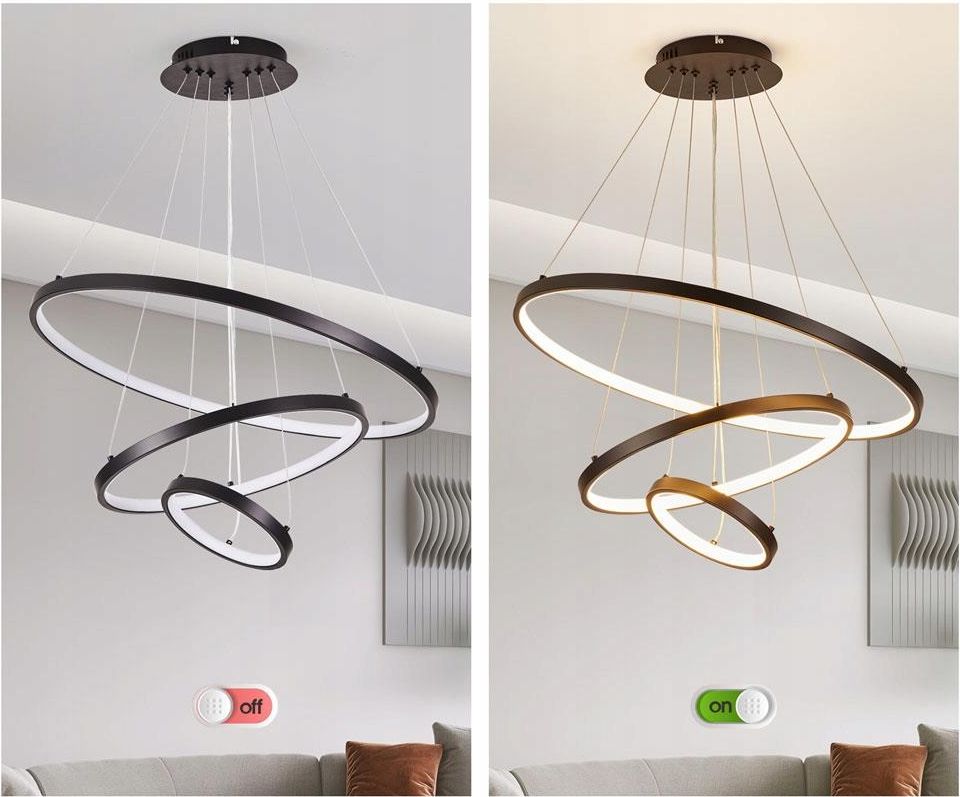 Maxxllc Lampa Wisząca Ring Plafon Okrąg Żyrandol Led Pilot (914Czarna ...