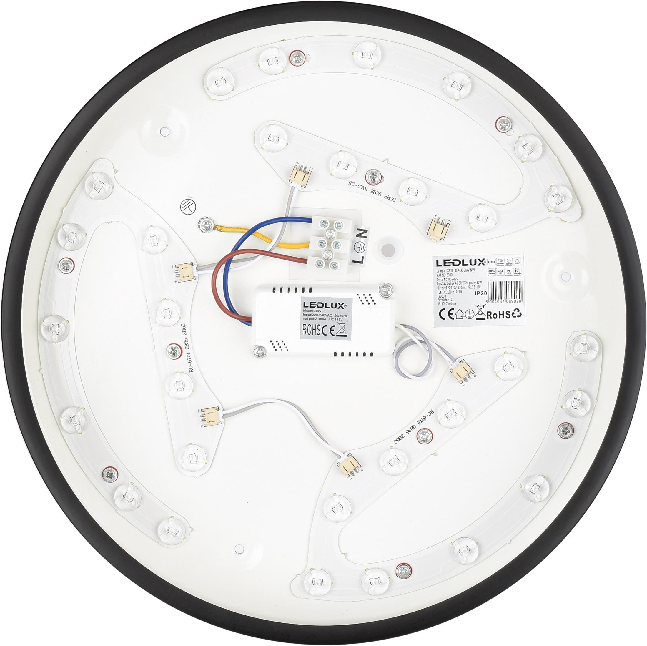 Ledlux Lampa Sufitowa Panel Led Plafon 30W 4000K (Lx938Black30Wnw ...