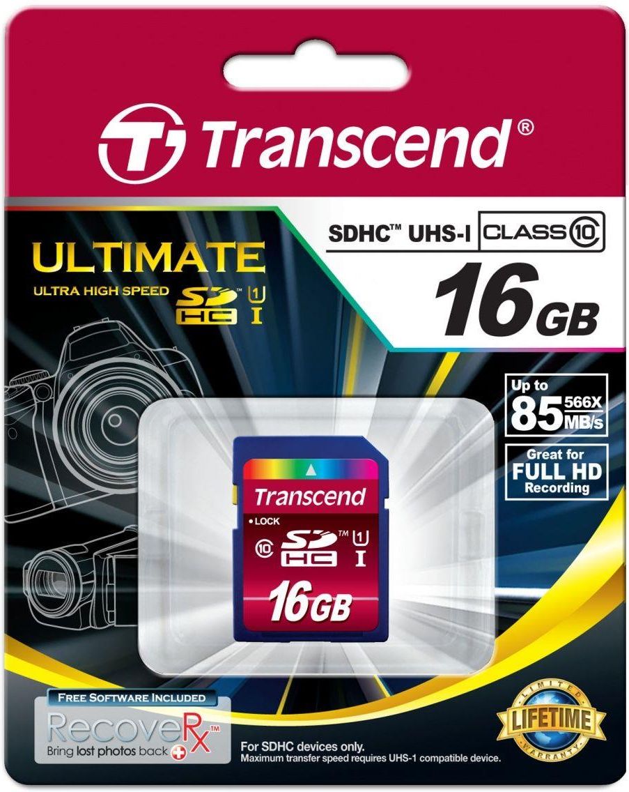 Karta pamięci do aparatu Transcend SDHC 16GB Class 10 UHS-I ...