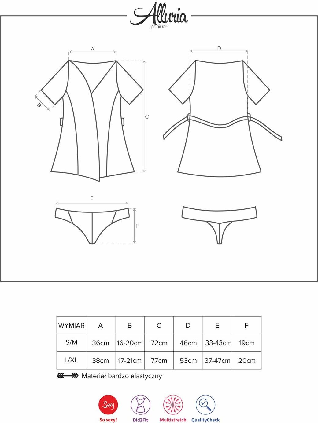 Prześwitujący Peniuar Stringi Komplet Alluria S/M - Ceneo.pl