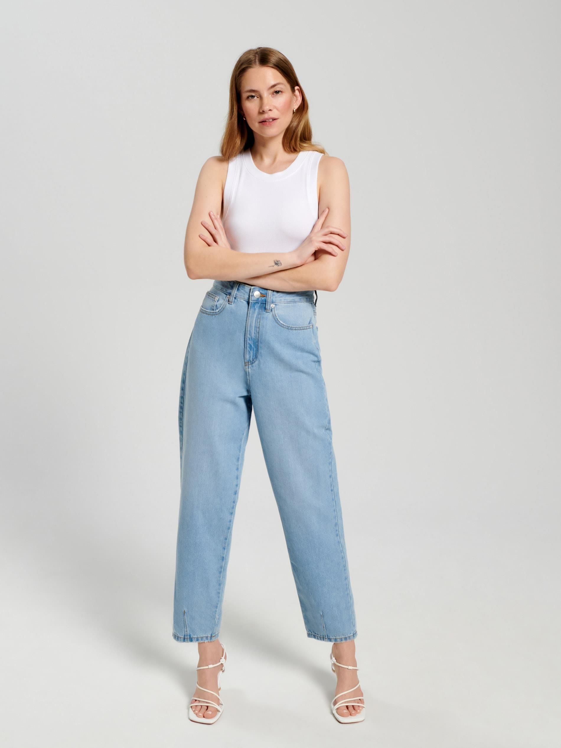 Sinsay - Jeansy balloon high waist - Niebieski - Ceny i opinie - Ceneo.pl