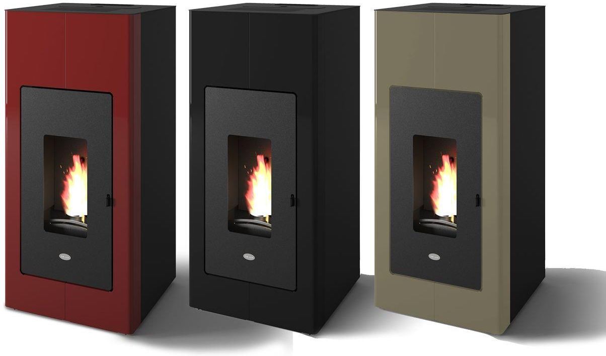 Czerwony/czarny/szary PIEC NA PELLET Eva Calor Ilaria Hydro 17,5kW ...