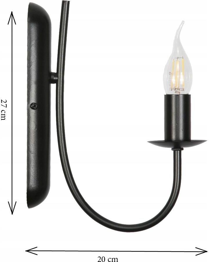 Lampa Edylit Kinkiet Ścienny Industrialny Loft Czarny Led E14 (14883 ...