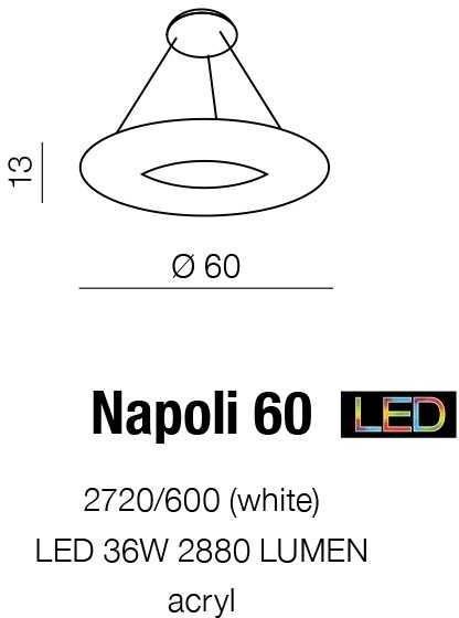 Azzardo Lampa Wisząca Napoli Led 36W Nad Stół Ring Biały (Az1316 ...