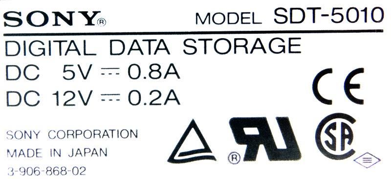 Streamer Sony Streamer Sdt-5010 4/8Gb Dds-2 Scsi 5.25 (SDT5010 ...